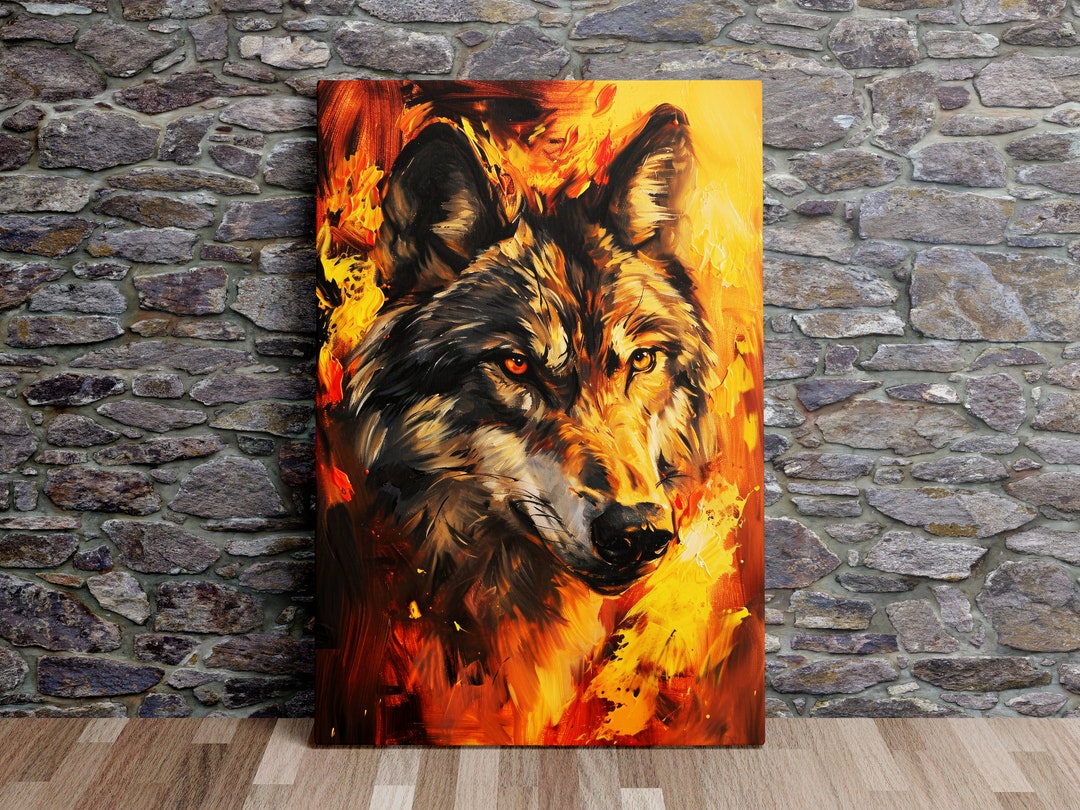 The Fiery Wolf Spirit, Nature Art, Animal Art, Wolf Art, Modern Art ...