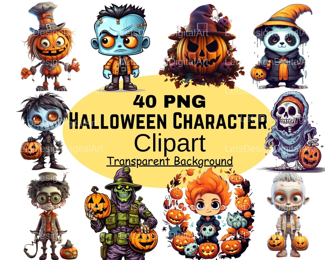 Halloween Character Clipart Bundle- Set of 40, Horror Character ...