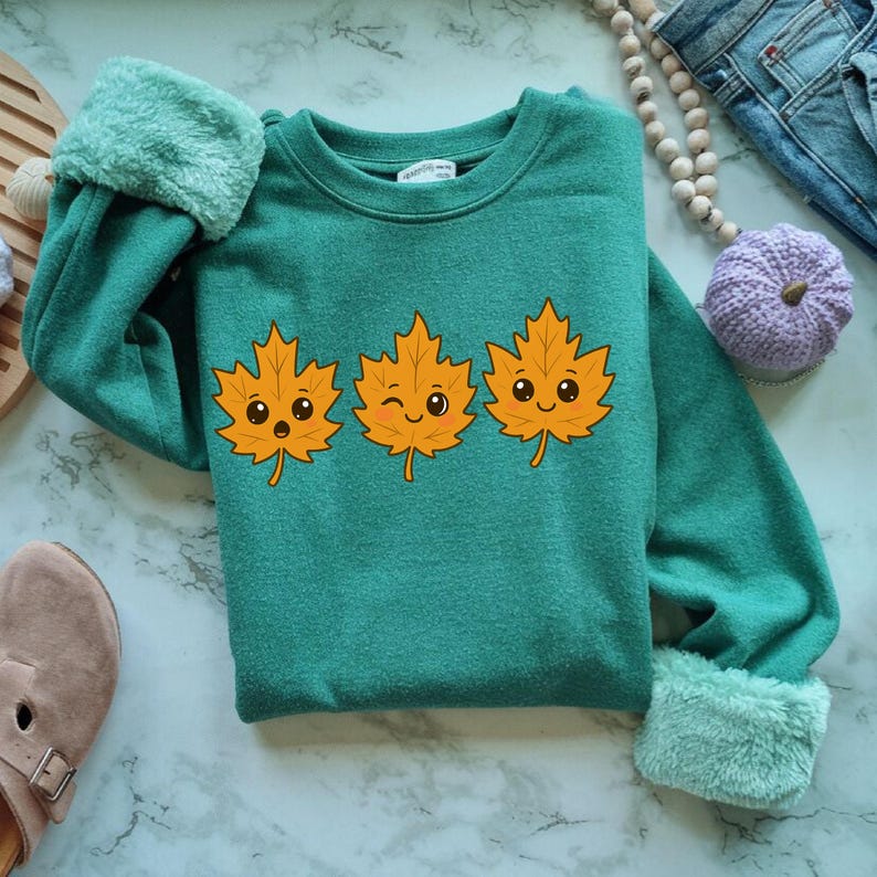 Cute Autumn Maple Leaf Clipart Set – Kawaii Fall Leaves With ...