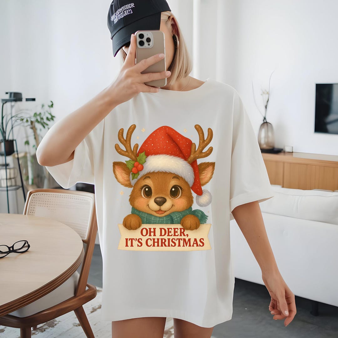 Cute Christmas Deer PNG | Oh Deer It’s Christmas Clipart | 300 DPI ...