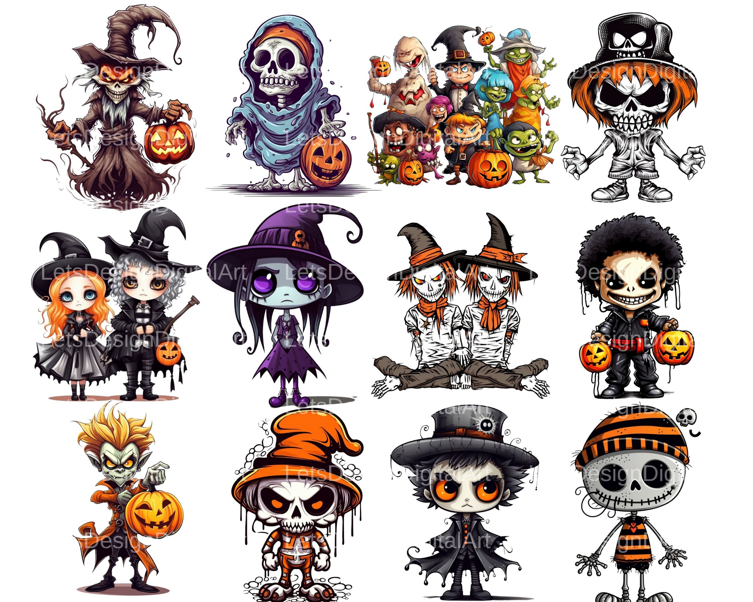 Halloween Character Clipart Bundle – 40 PNG Horror Graphics (digital ...