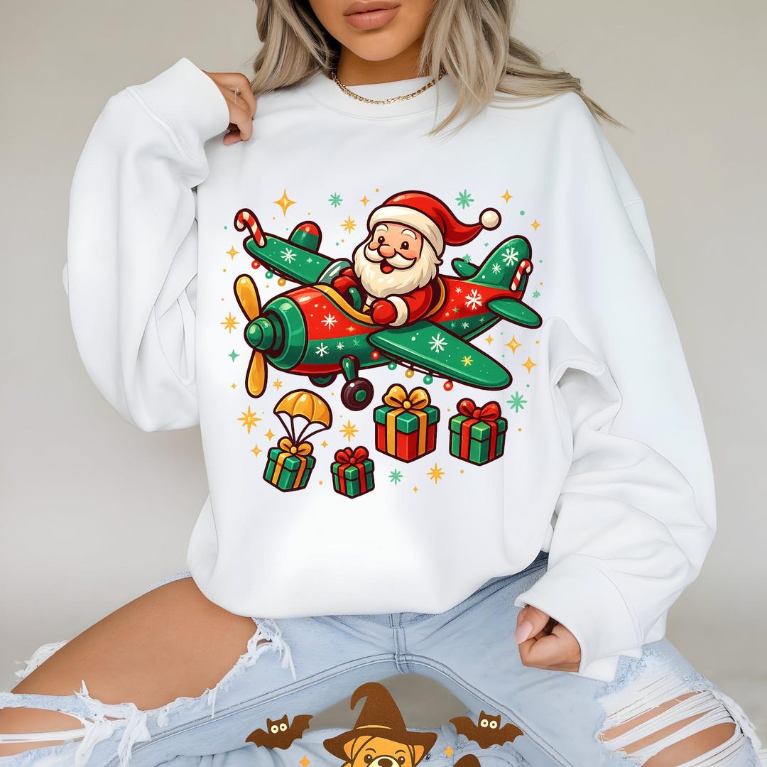 Santa Claus Airplane PNG: Christmas Clipart, Holiday Sublimation (300 ...