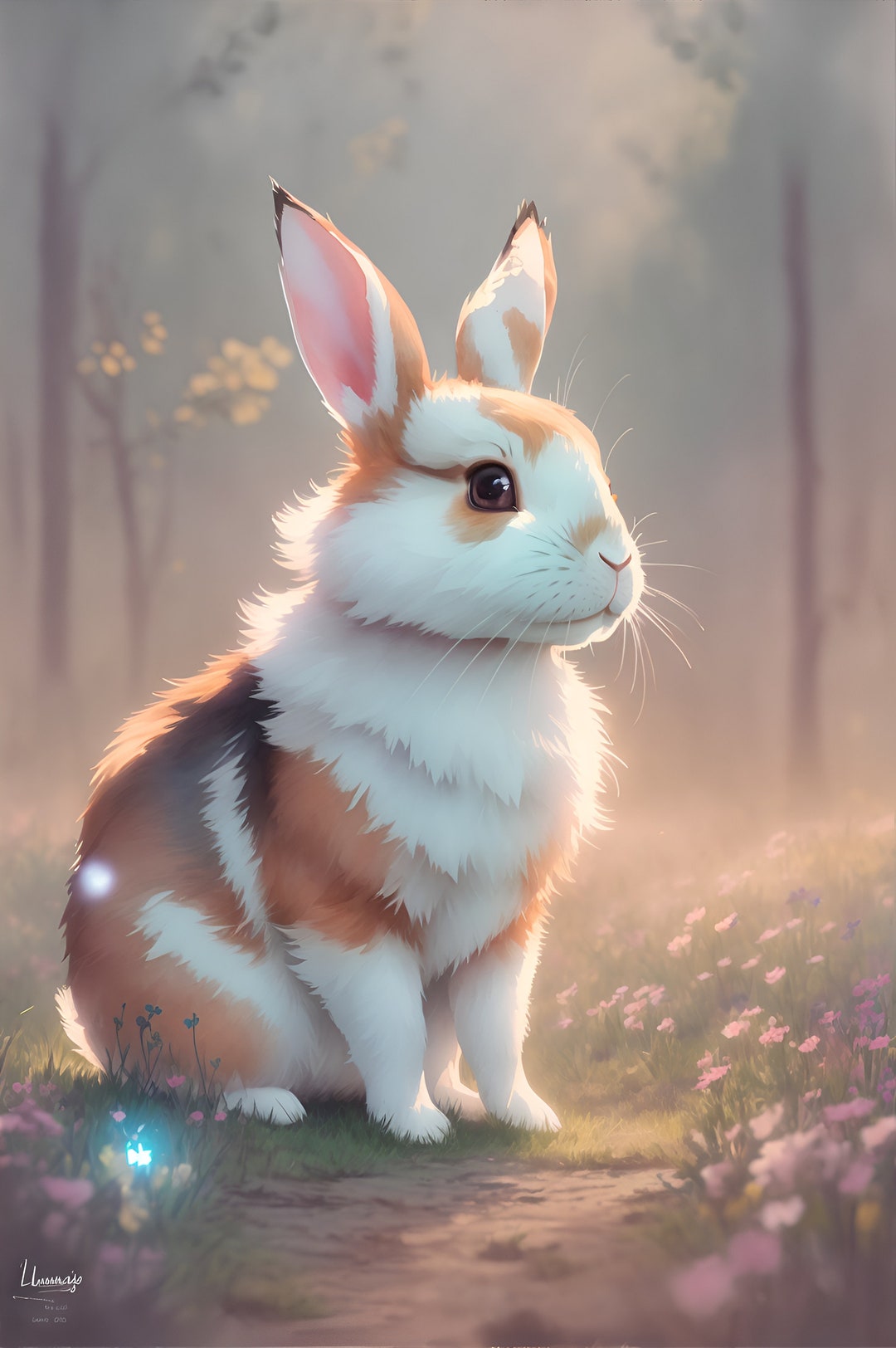 Bunny Rabbit Art: Enchanted Watercolor Portrait - Beautiful Animal ...