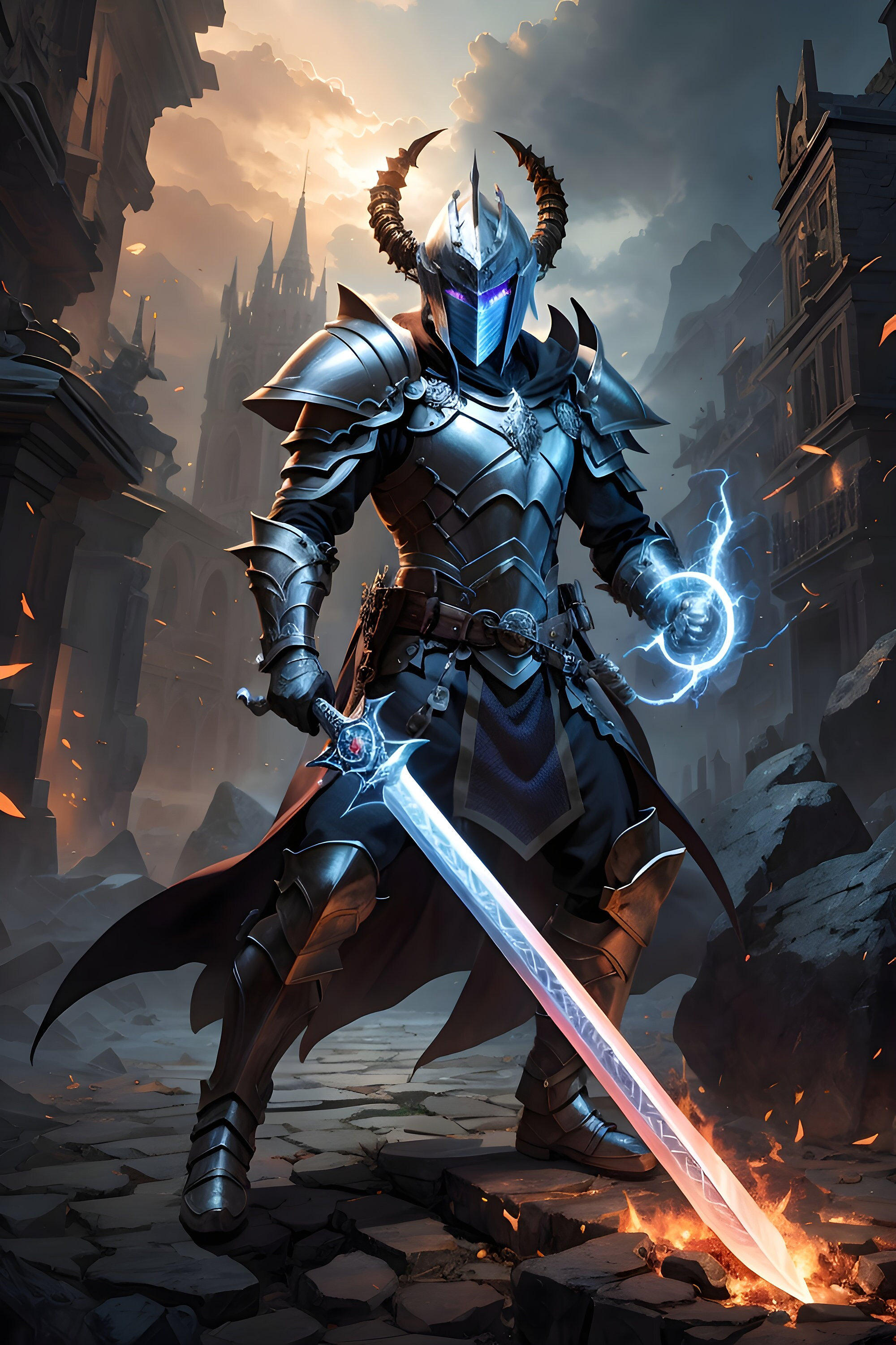 Eldritch Knight: Enchanted Fantasy Watercolor Portrait, Mythical Art ...