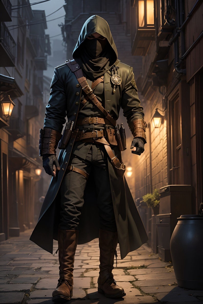 Shadowy Thief: Enchanted Fantasy Watercolor Portrait, Mythical Art for ...