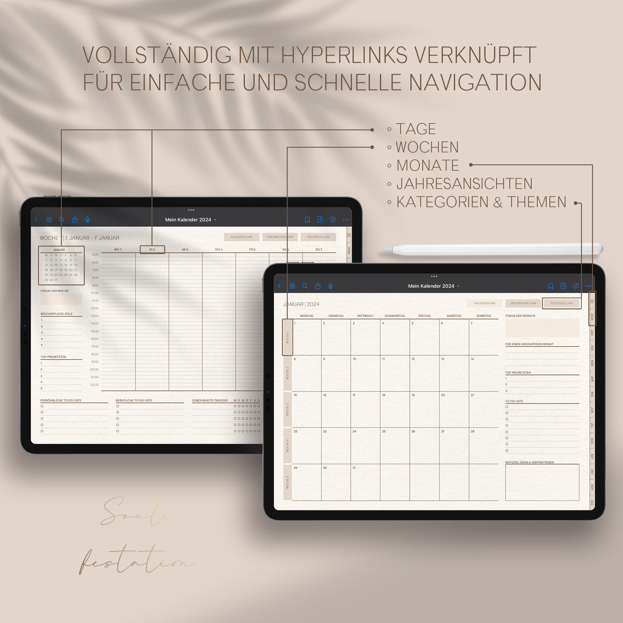 Digitaler Planer iPad Planer Goodnotes Planer Minimalist Planer ...
