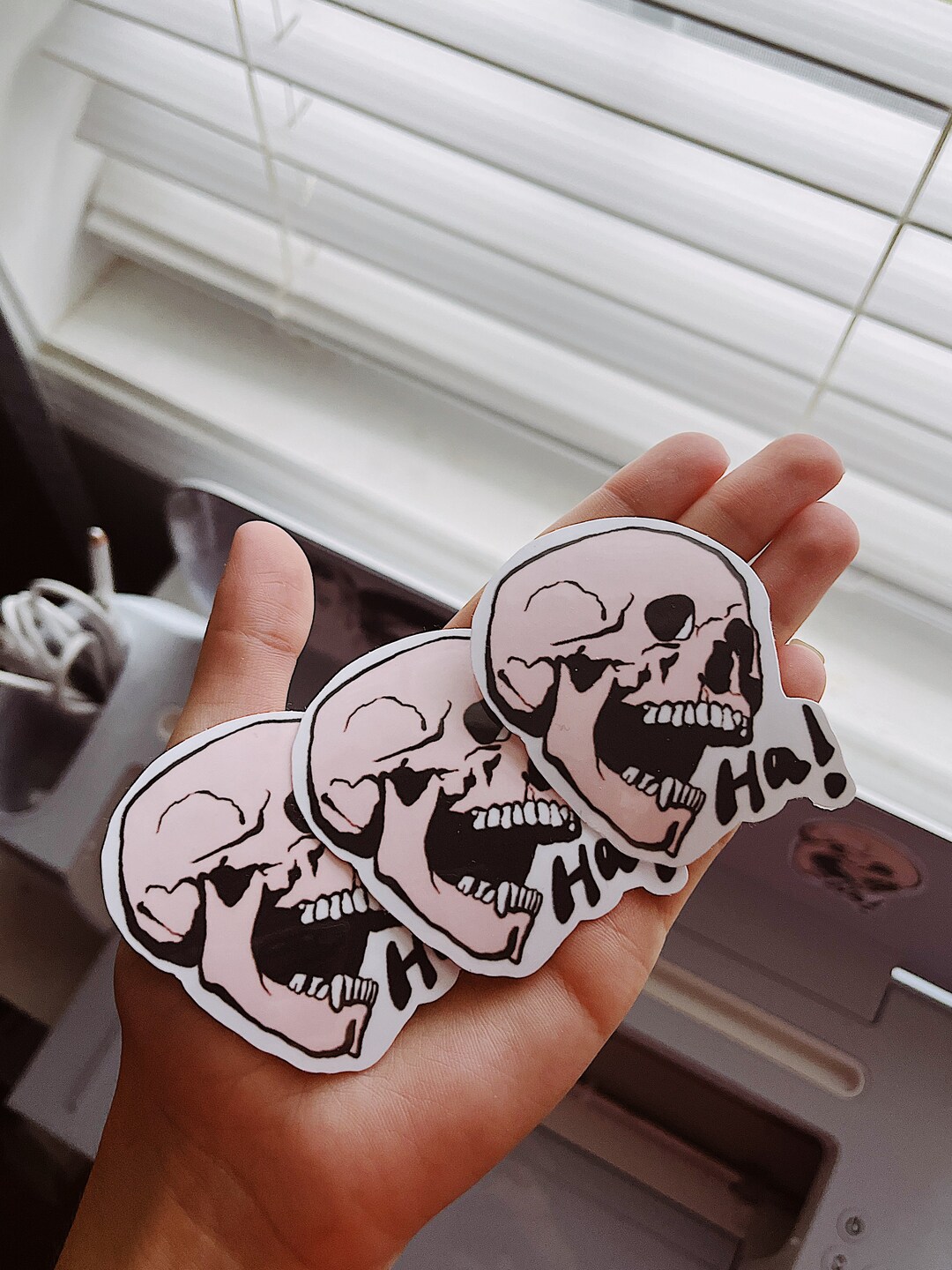 Cute Gothic Skull Sticker - Etsy