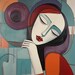 NINE Modern Abstract Female Portrait Wall Art, Bold Cubist Influence ...