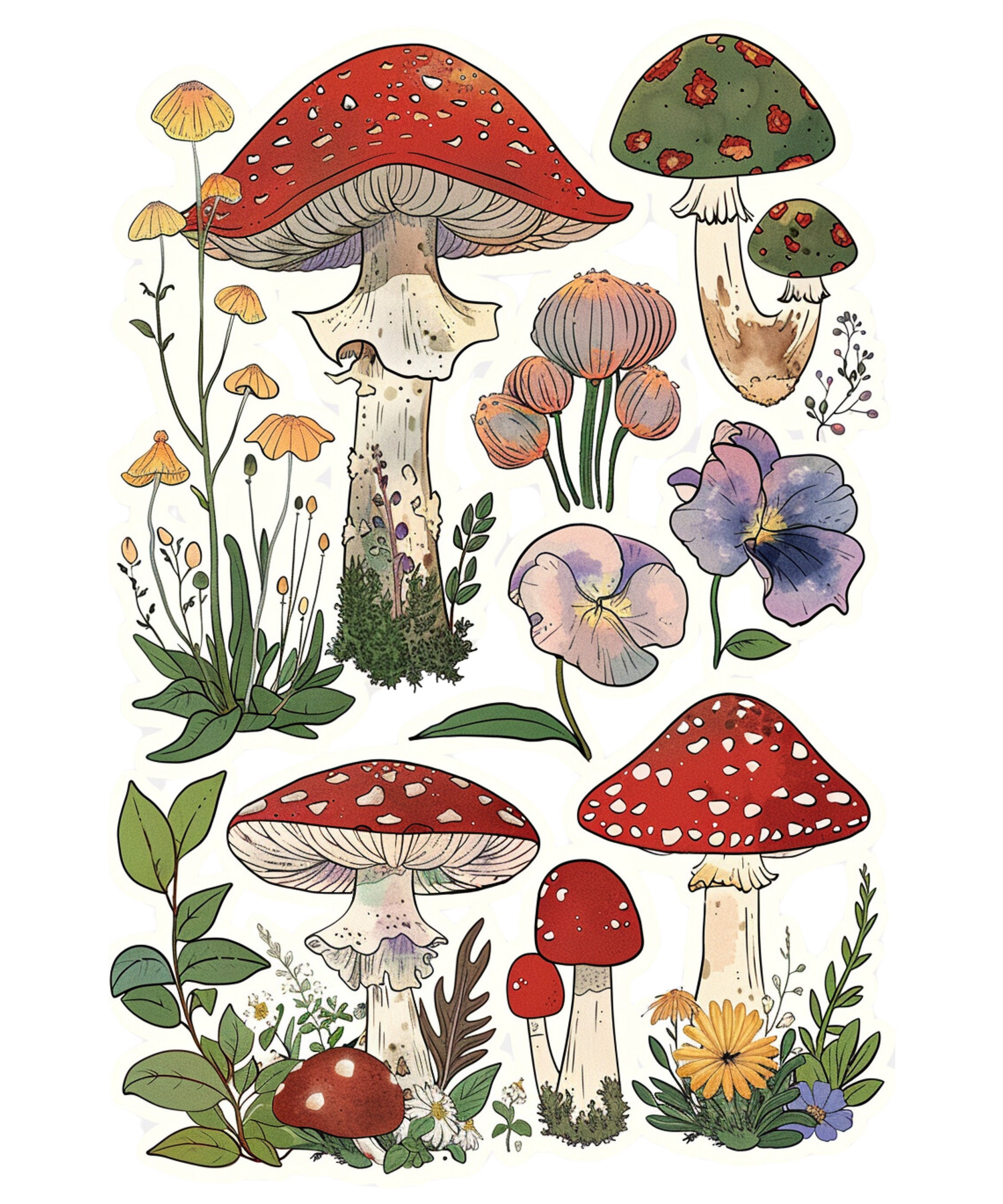 20 Sheets, Digital Download, Cute Frog Stickers, Whimsical Frog Decals ...