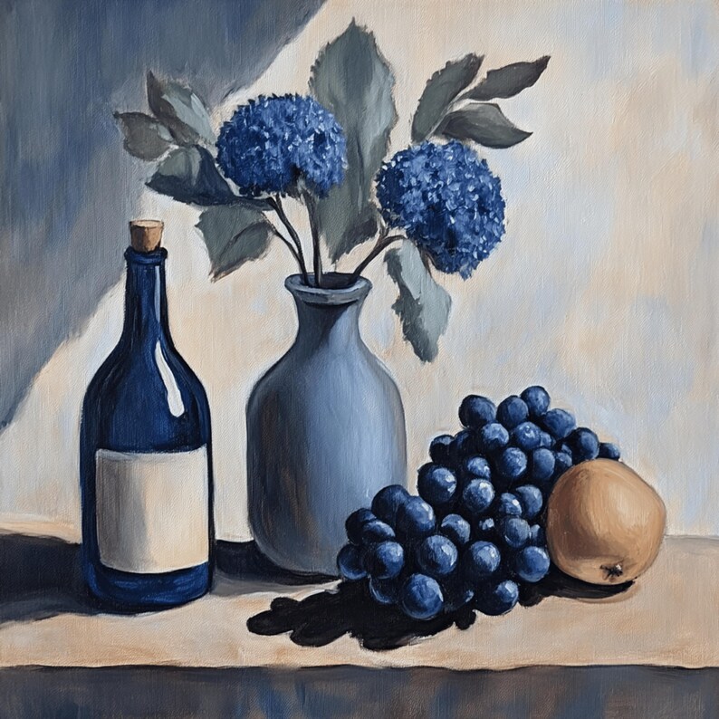12 Monochrome Blue Still Life Digital Art Images - Elegant Wall Art ...
