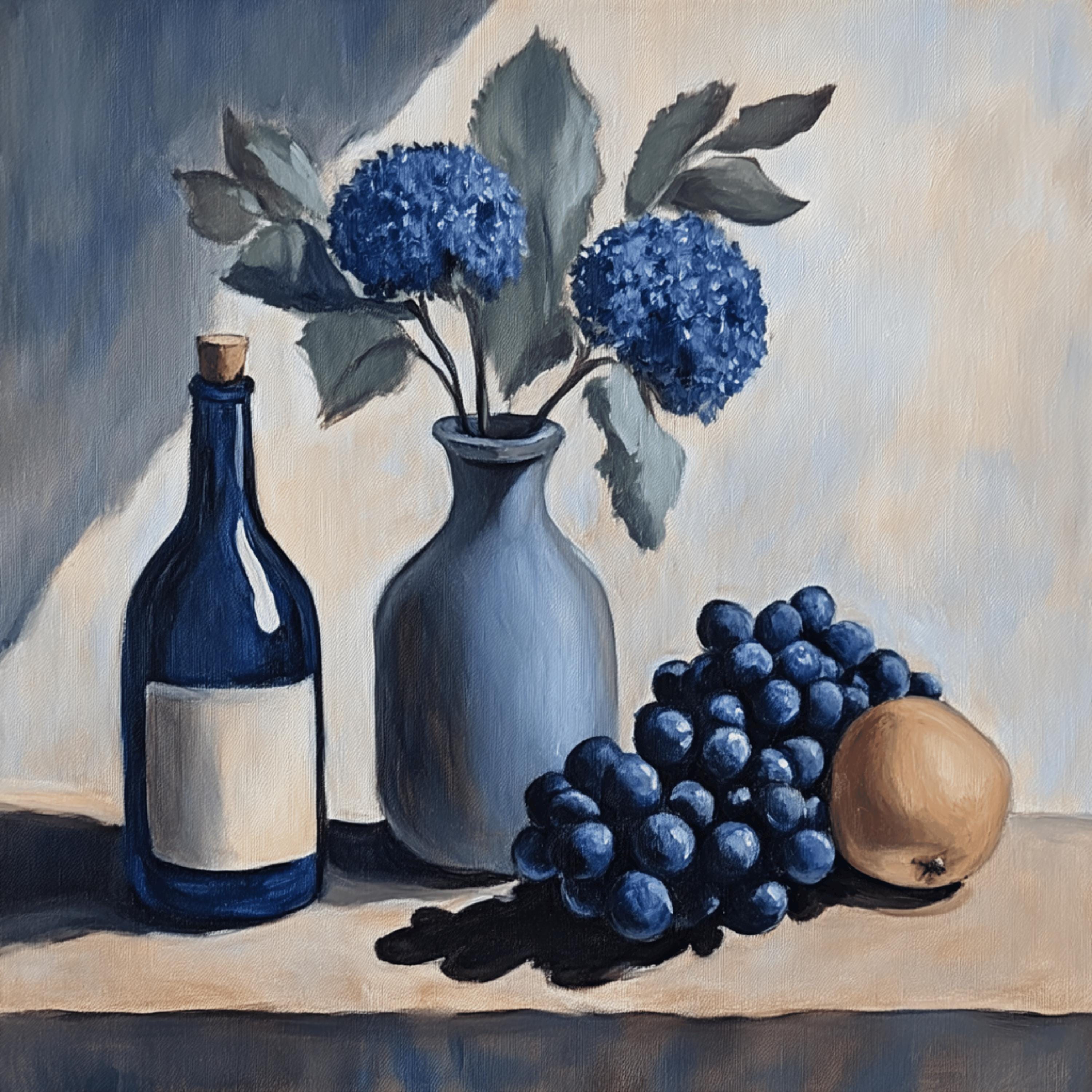 12 Monochrome Blue Still Life Digital Art Images - Elegant Wall Art ...
