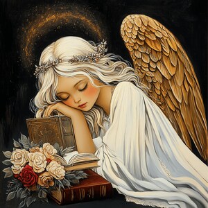 9 Sleeping Angel Poster, Large Square Artwork, Digital Images, Angel ...
