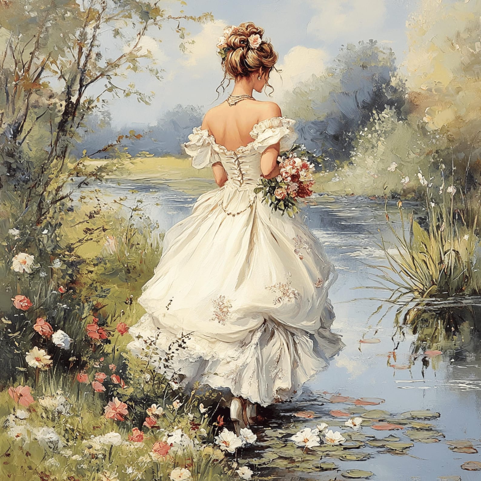 11 Lady by the Water Printable Wall Art, Romantic Vintage Dress Art ...