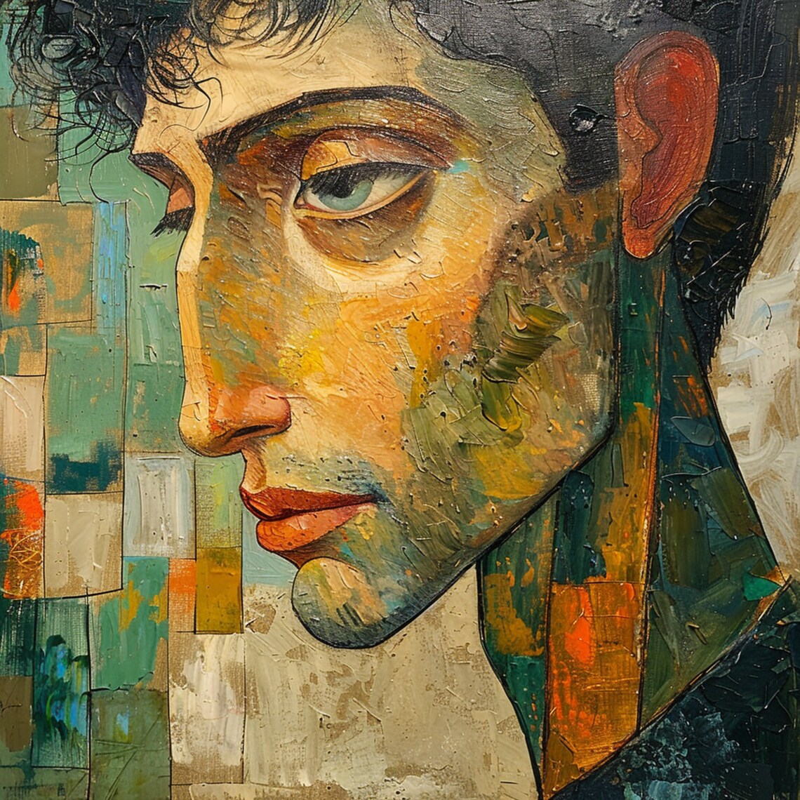 NINETEEN Abstract Male Female Portrait Wall Art, Vintage Style Woman ...