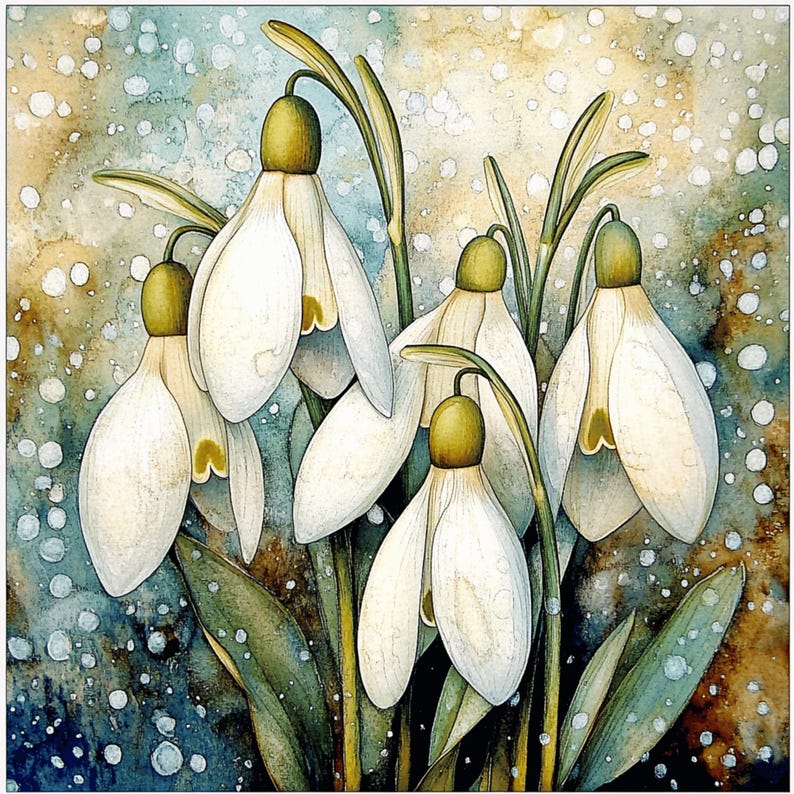 Snowdrop Digital Art Prints Set of 11 Botanical Wall Art Images ...