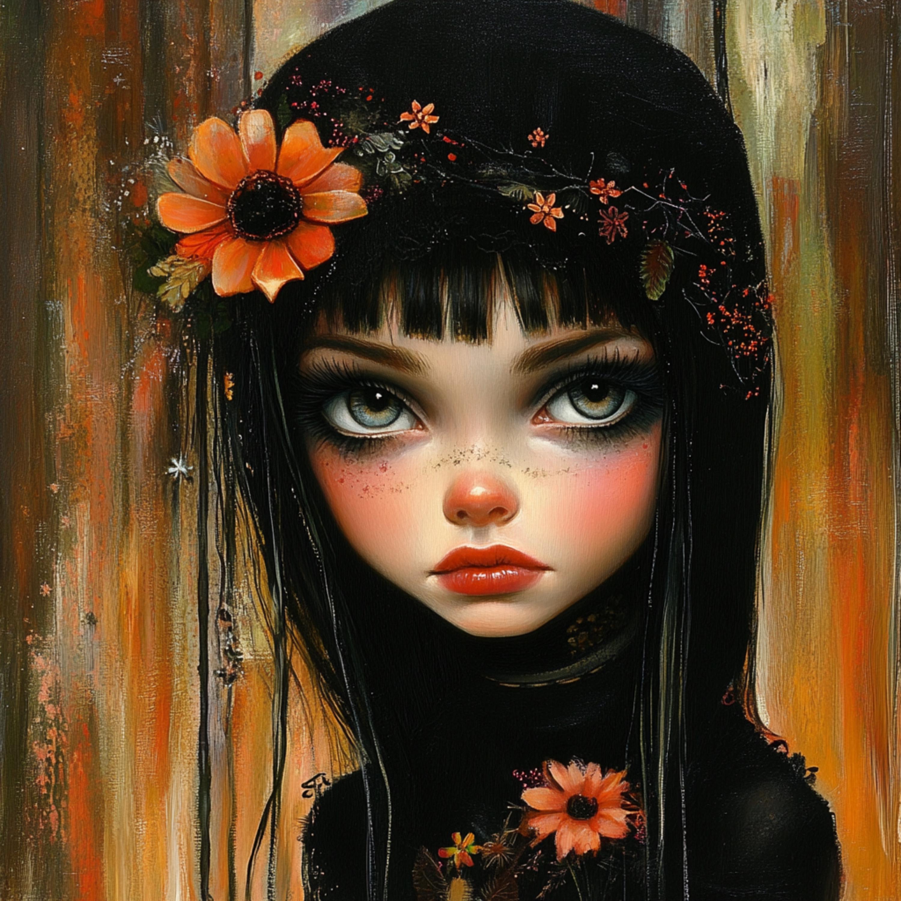 15 Goth Girl Female Portrait, Digital Art Print, Large Square Artwork ...
