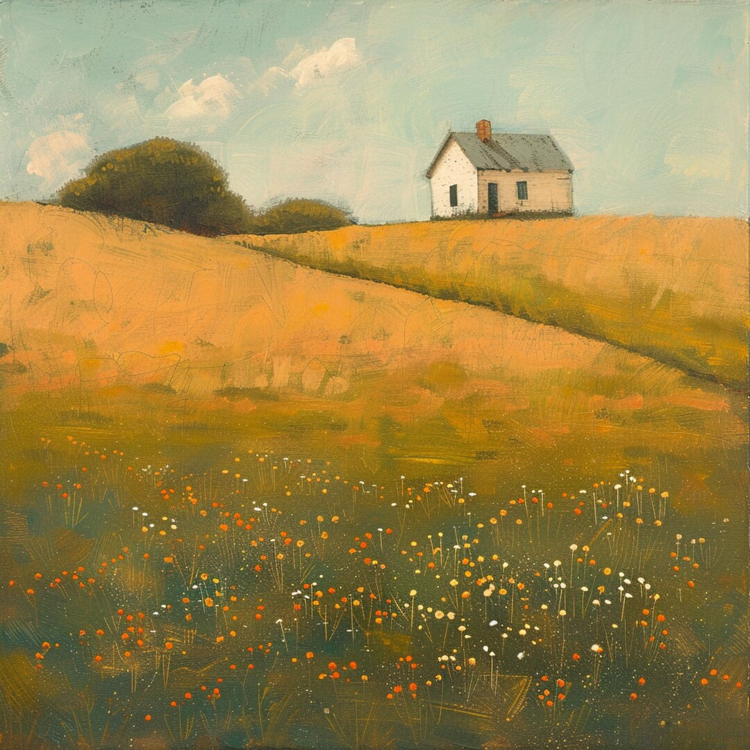 EIGHT Wall Art Prints, Countryside Landscape, Pastel Digital Download ...