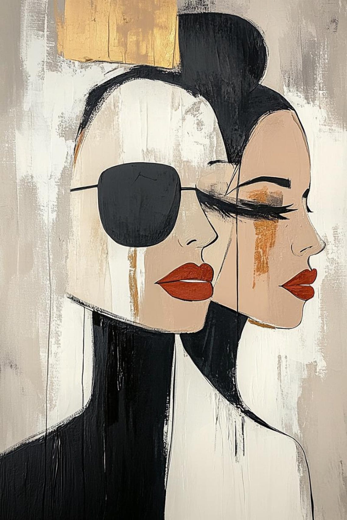 Abstract Figures Portraits, Set of 12 Digital Images, Large Art Poster ...