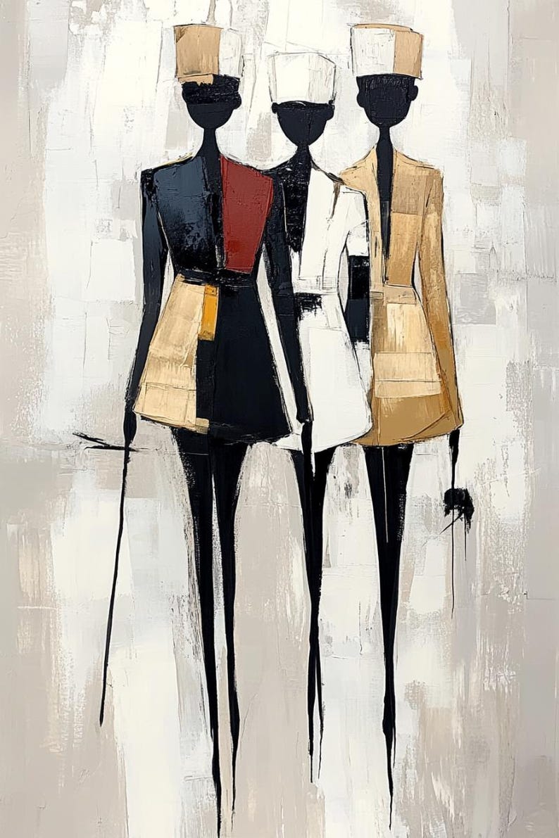 Abstract Figures Portraits, Set of 12 Digital Images, Large Art Poster ...