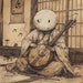 SIX Traditional Japanese Musician Art, Digital Download, Moon Head ...