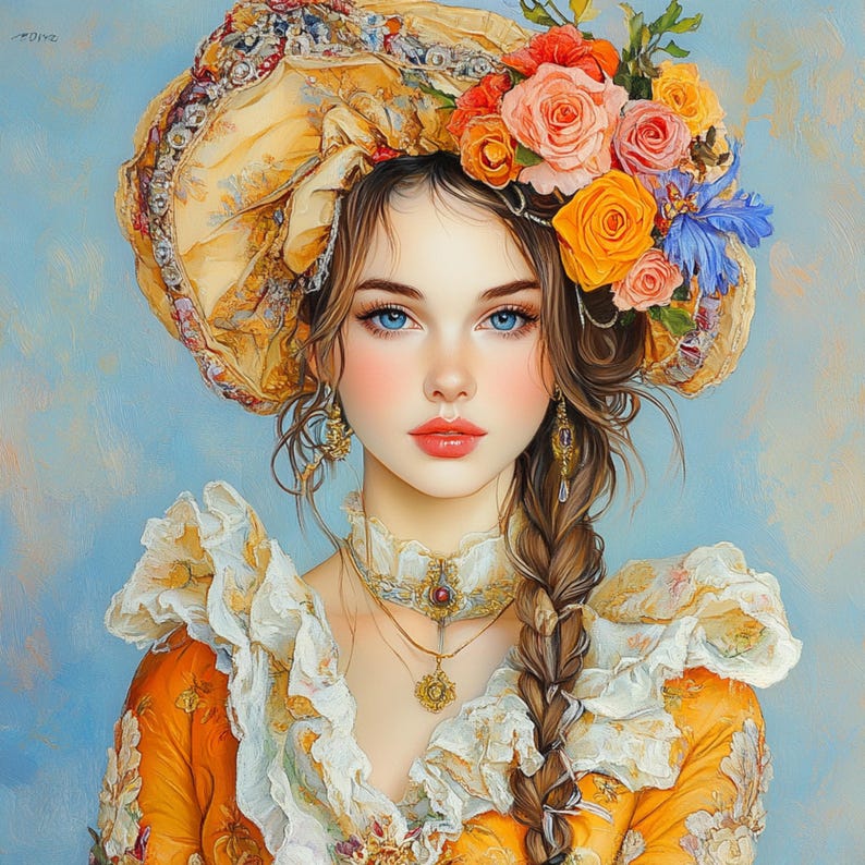 18 Digital Images Rococo Female Portraits Ornate Art Large Square ...