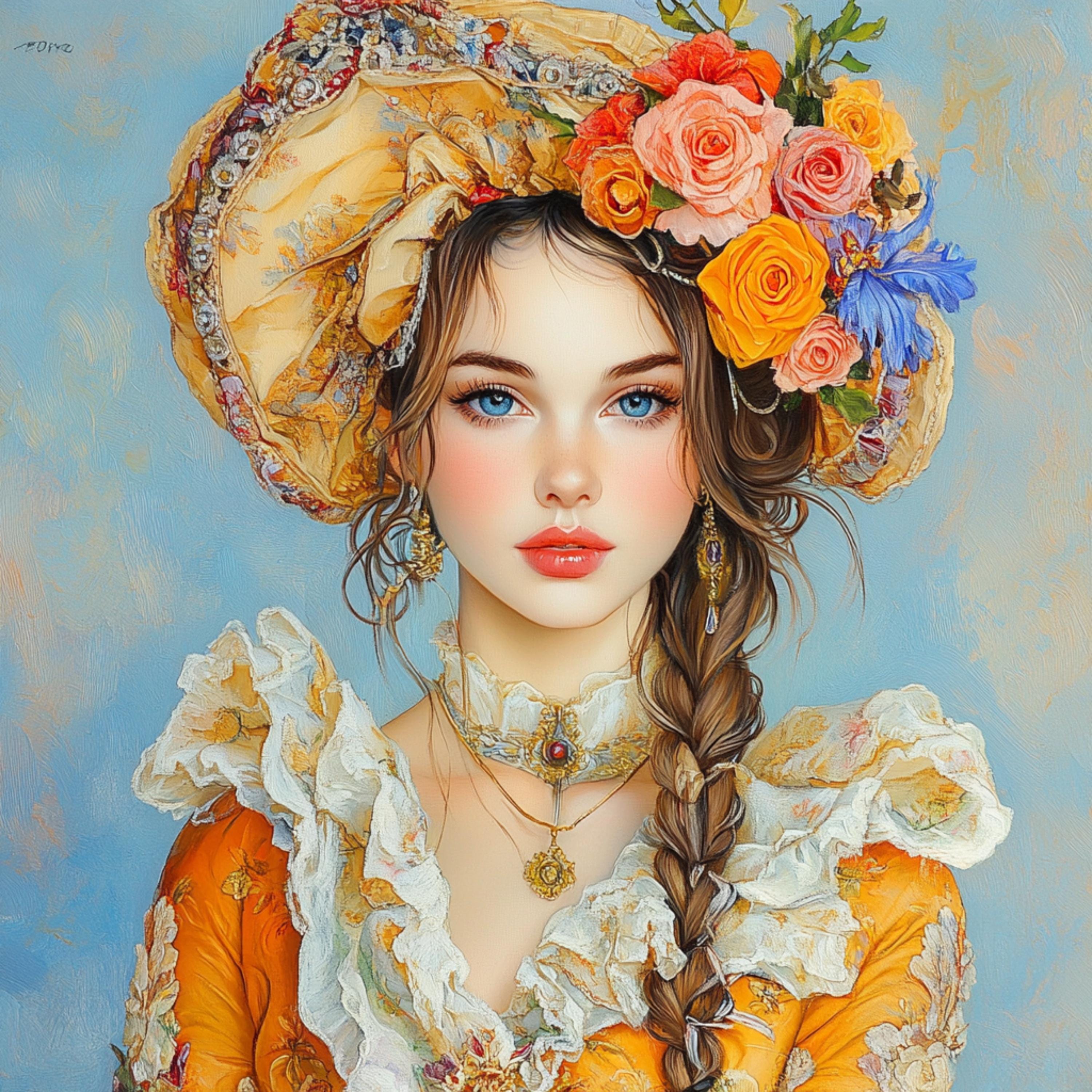 18 Digital Images Rococo Female Portraits Ornate Art Large Square ...