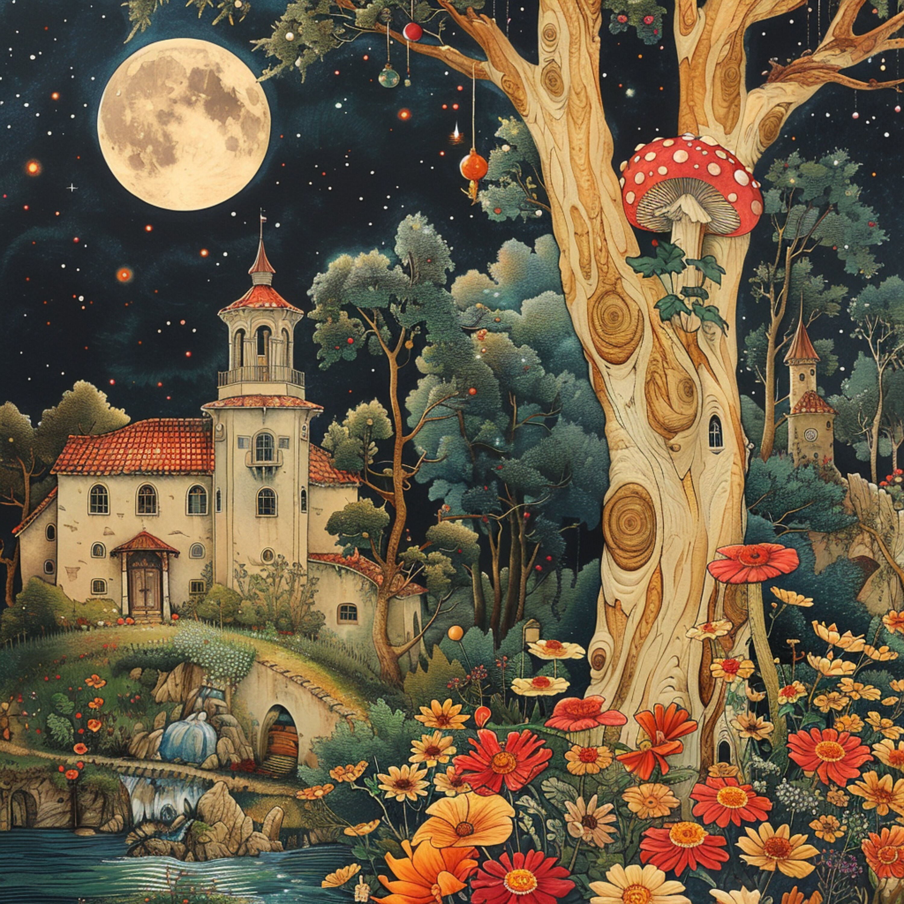 14 Whimsical Folk Art Digital Prints, Digital Images Set, Folk Art Wall ...