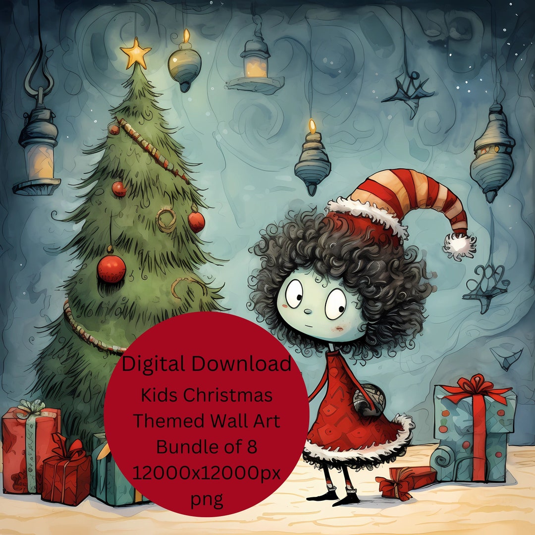 Kids Wall Art Christmas Theme Bundle of Eight Digital Download ...