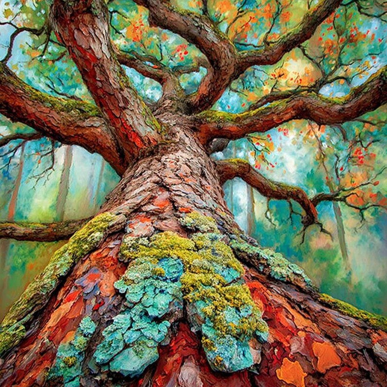 15 Vibrant Autumn Tree and Branch Art | 15 Digital Oil Paintings | Fall ...
