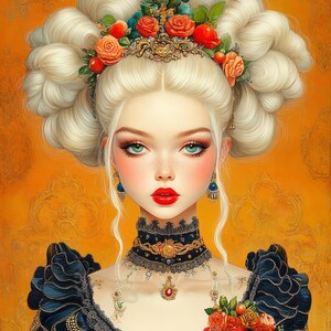 18 Digital Images Rococo Female Portraits Ornate Art Large Square ...