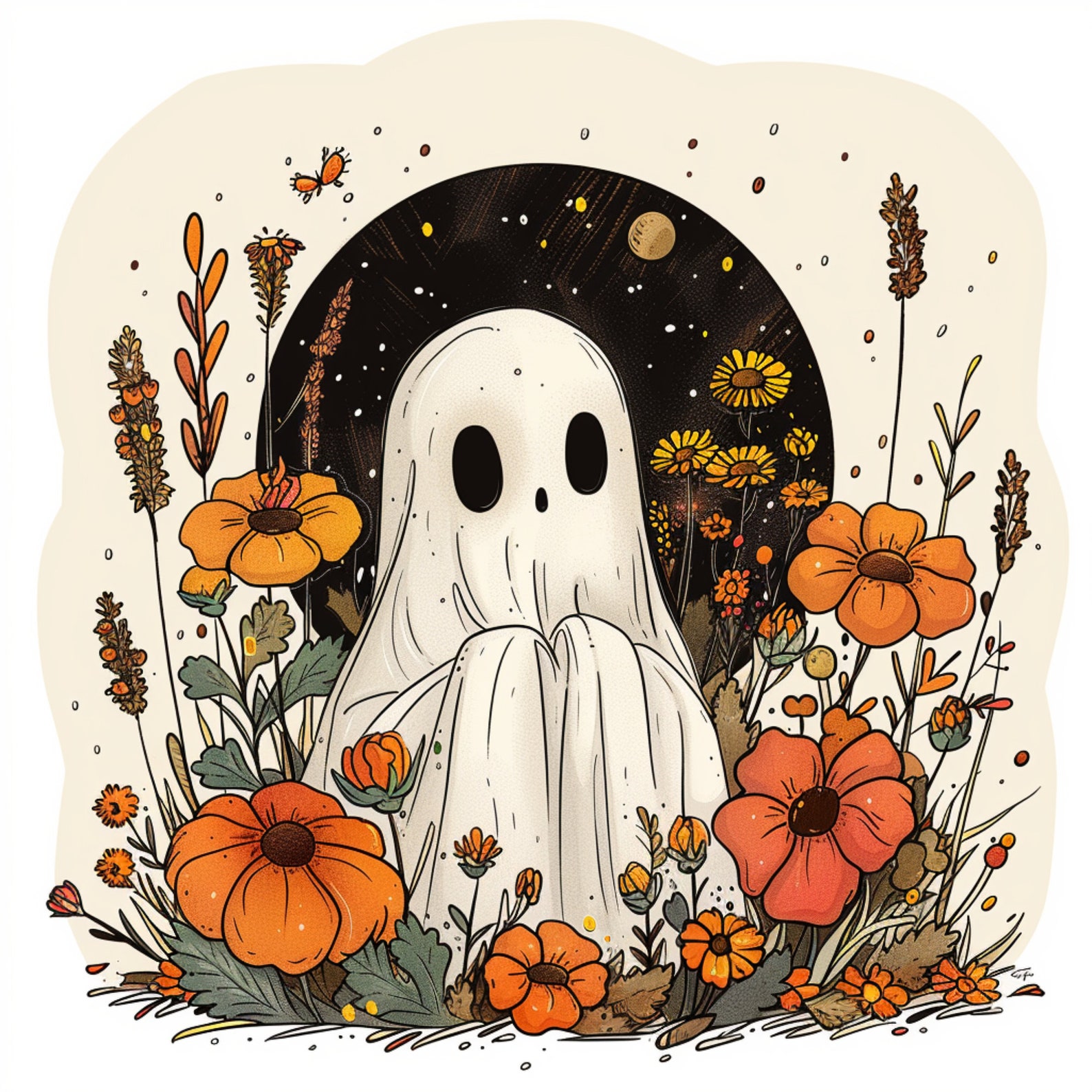 30 Cute Boo Sheet Ghosts Digital Poster, Printable Ghost Art for Kids ...