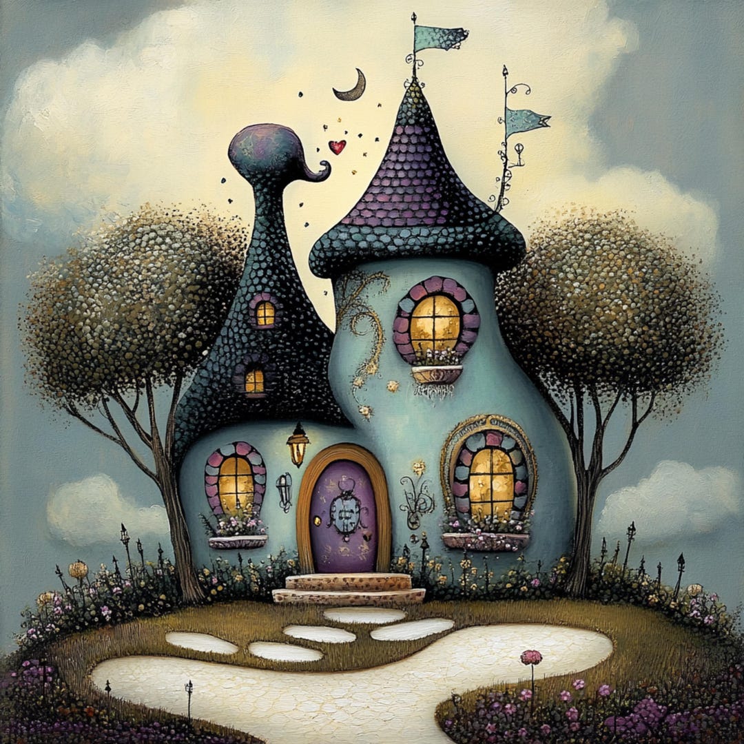 12 Whimsical Houses Digital Artwork Set, Square Wall Art Poster for ...