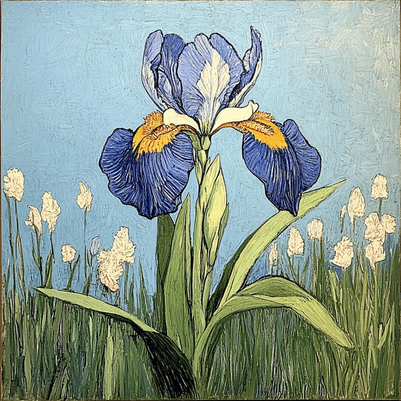 50 Blue Iris Flowers Digital Art, Square Large Artwork Prints ...