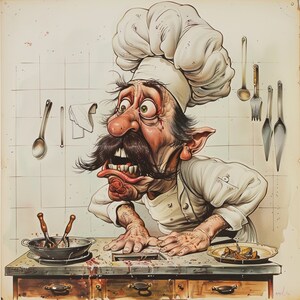 11 Funny Vintage Chef Pngs for Kitchen Decor, DIY Gifts, Sublimation ...