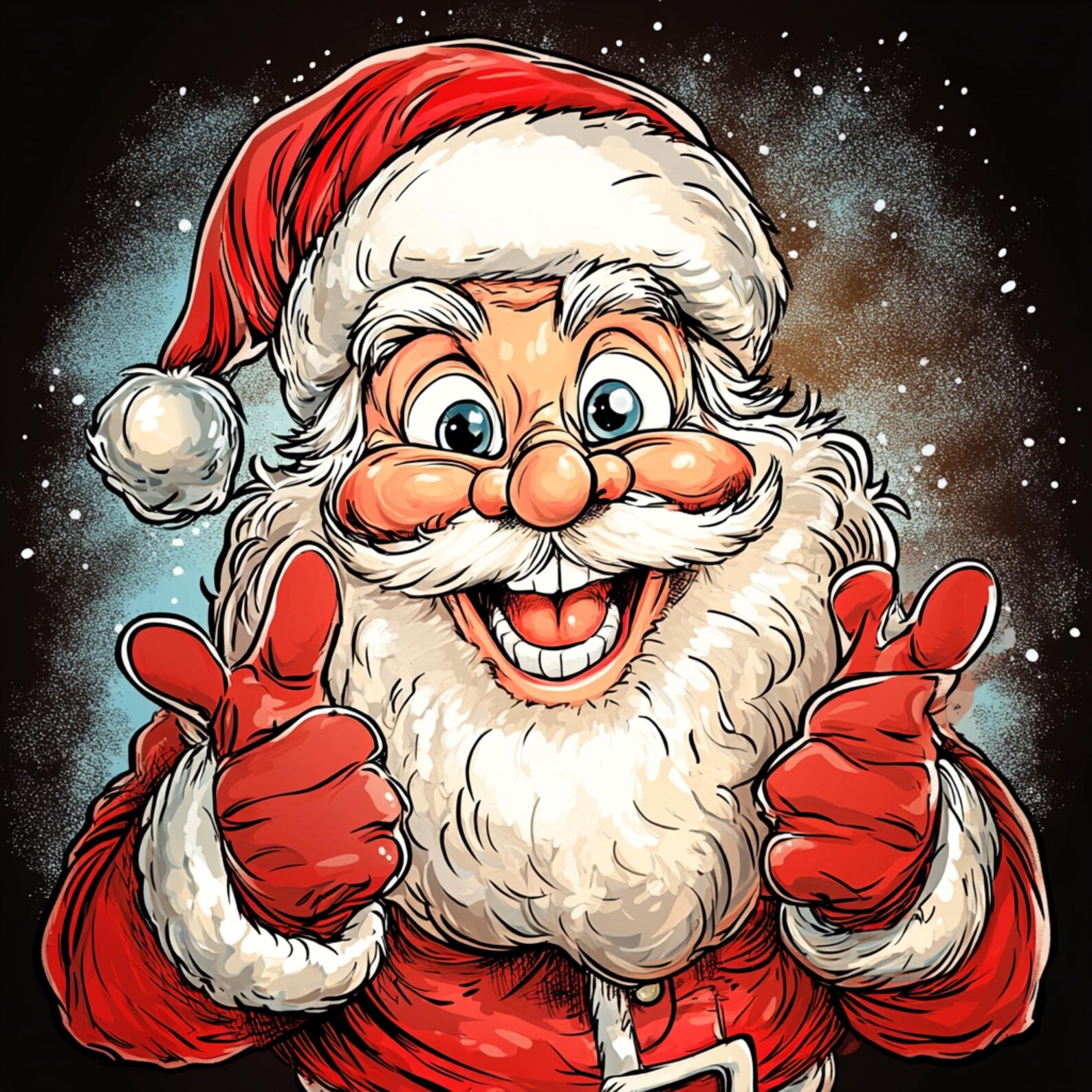 27 Santa Retro Poster, Large Square Artwork 27 Digital Images Holiday ...