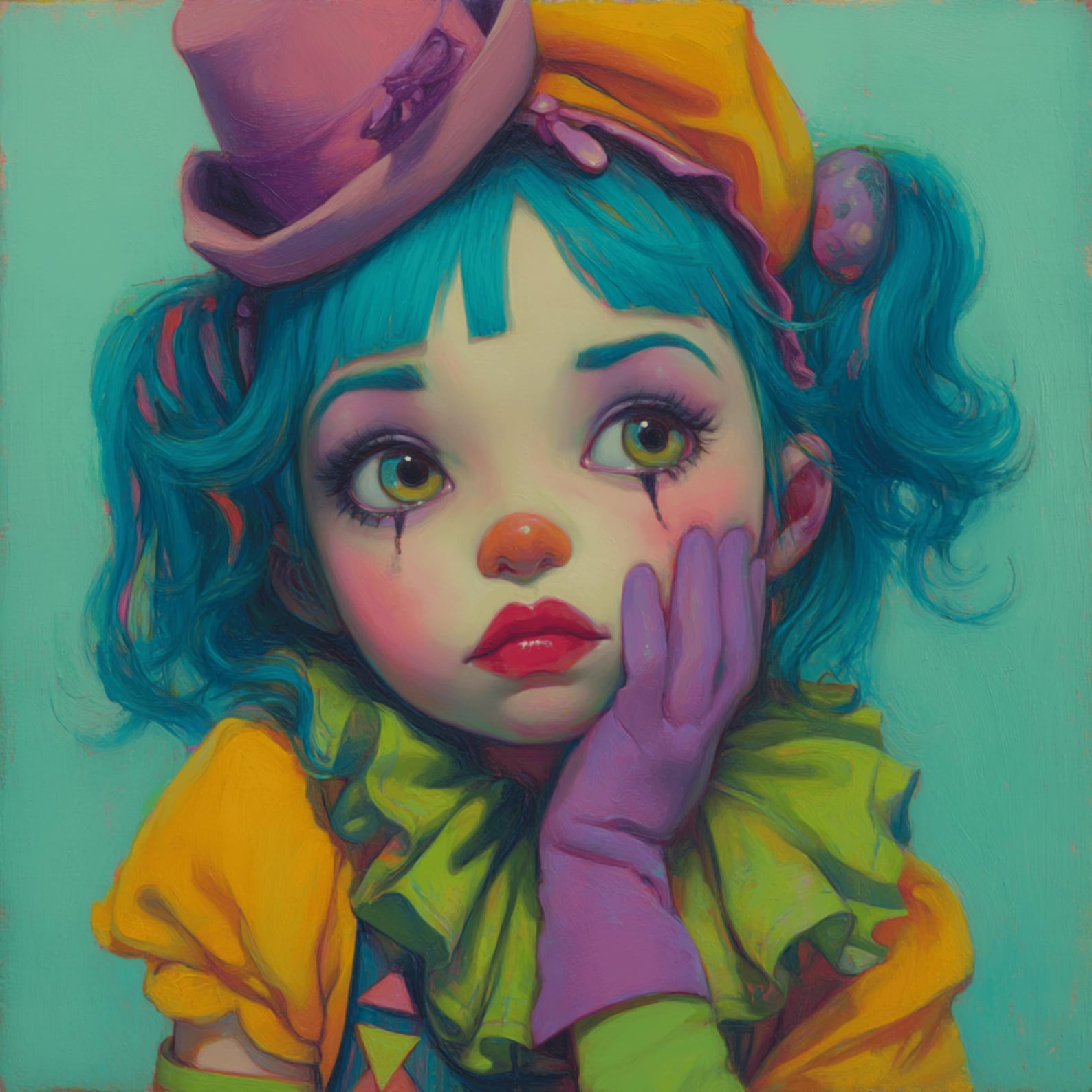 35 Whimsical Clown Portrait Digital Download | Cute Clown Girl Wall Art ...