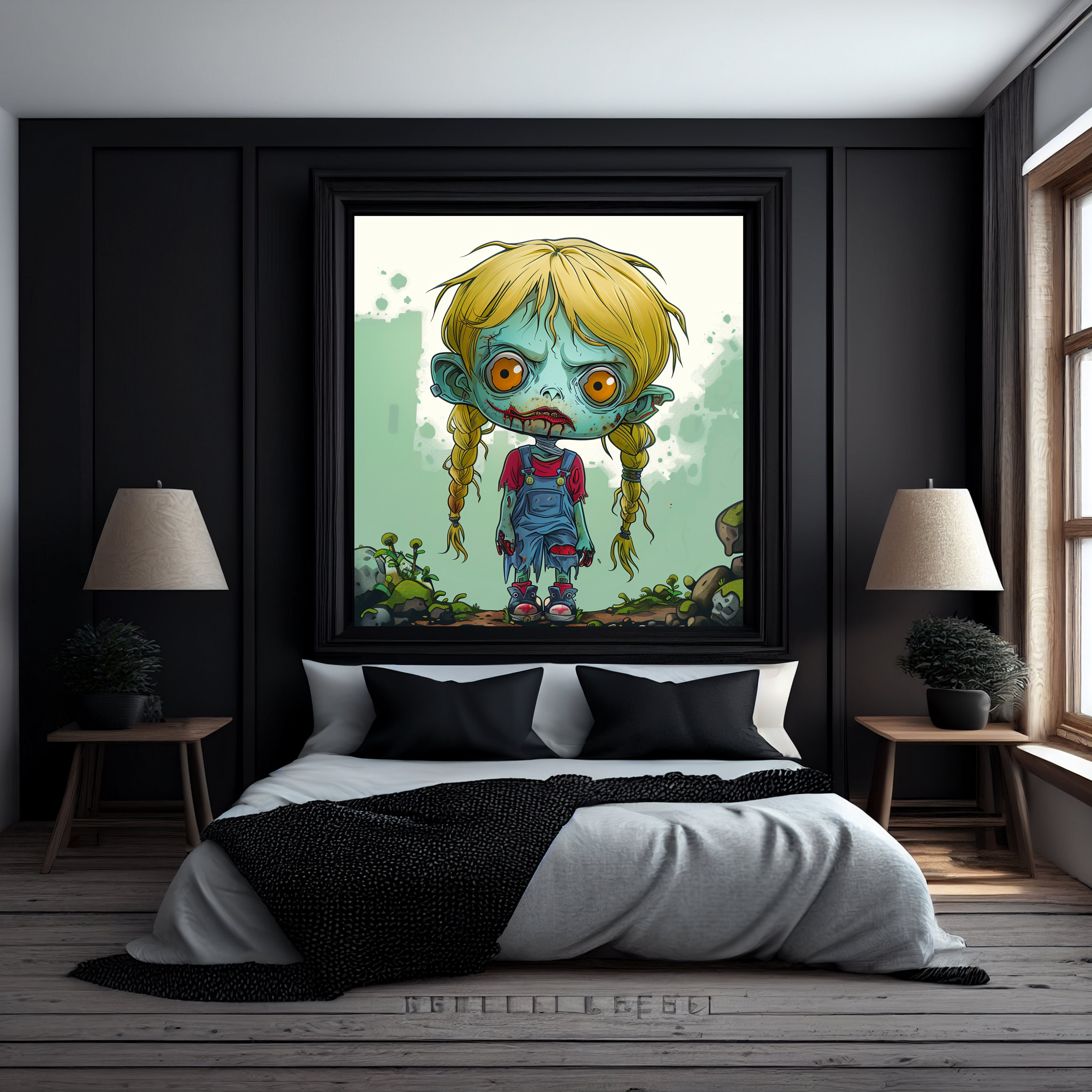 8 Chibi Children Zombie Wall Art, Set of Eight Digital Images, Kids ...
