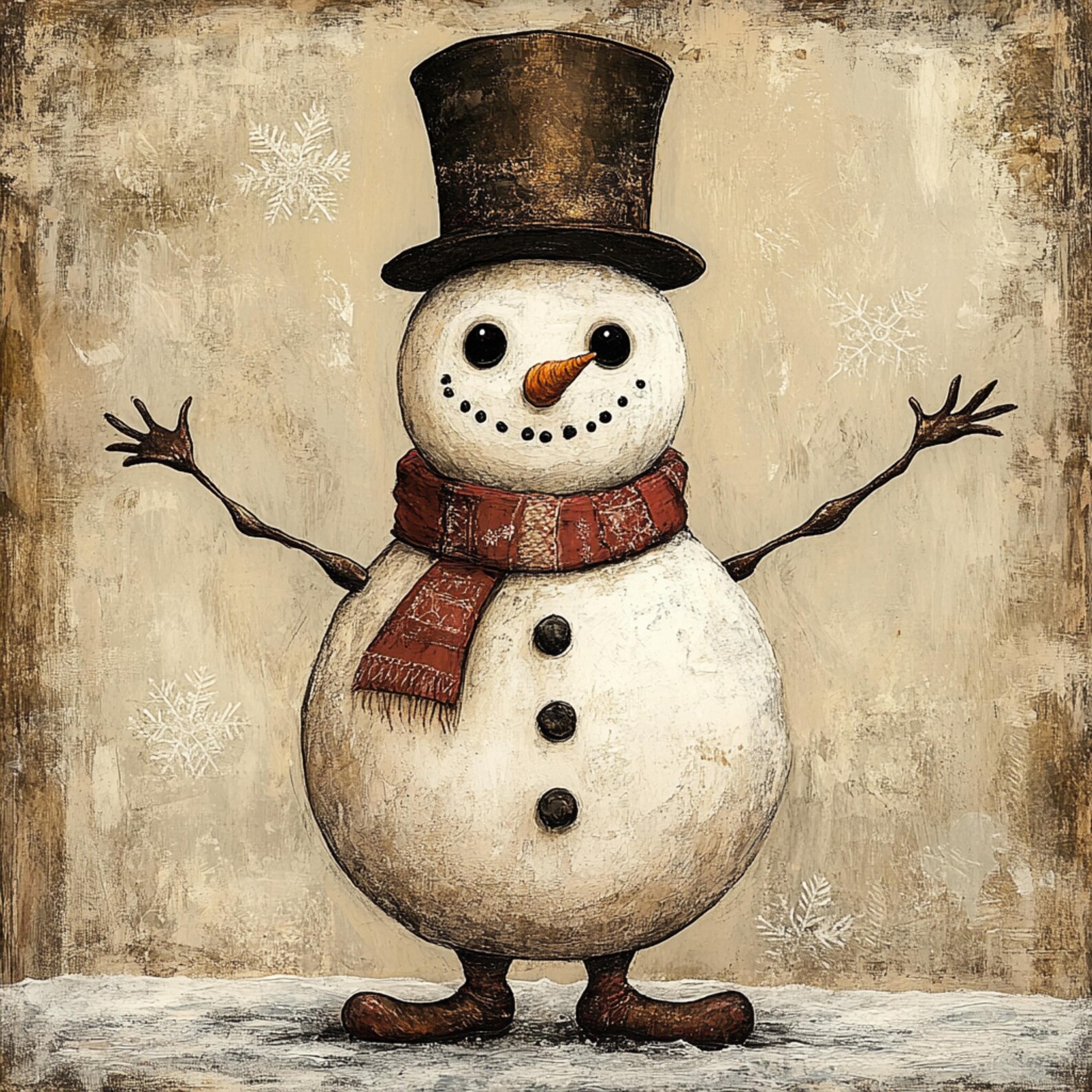 12 Christmas Retro Snowman Digital Art Set, Square Posters, Vintage ...
