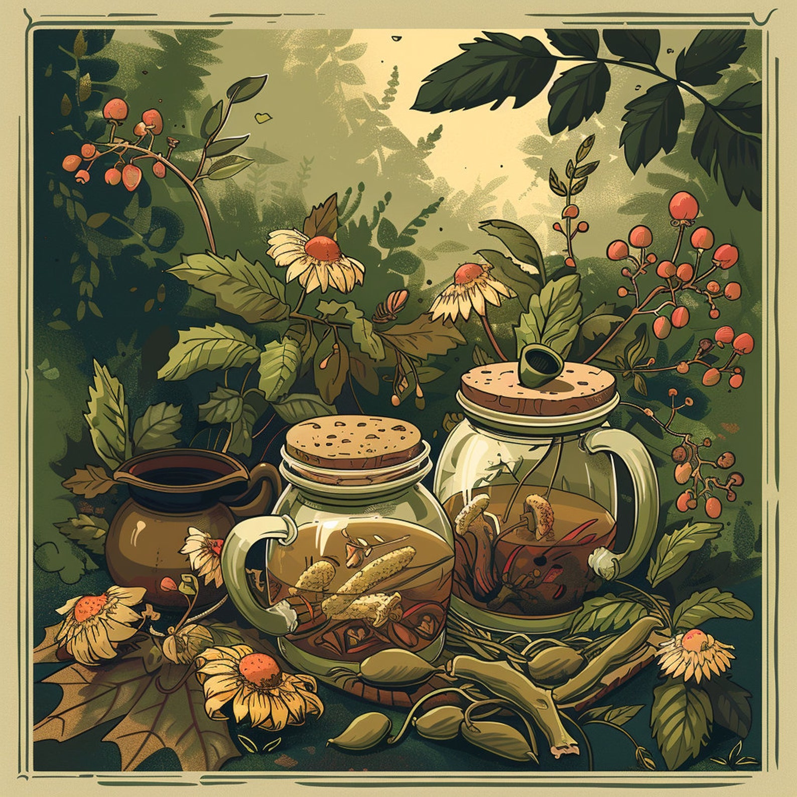 NINE Botanical Tea Digital Wall Art, Vintage-inspired Kitchen Decor ...