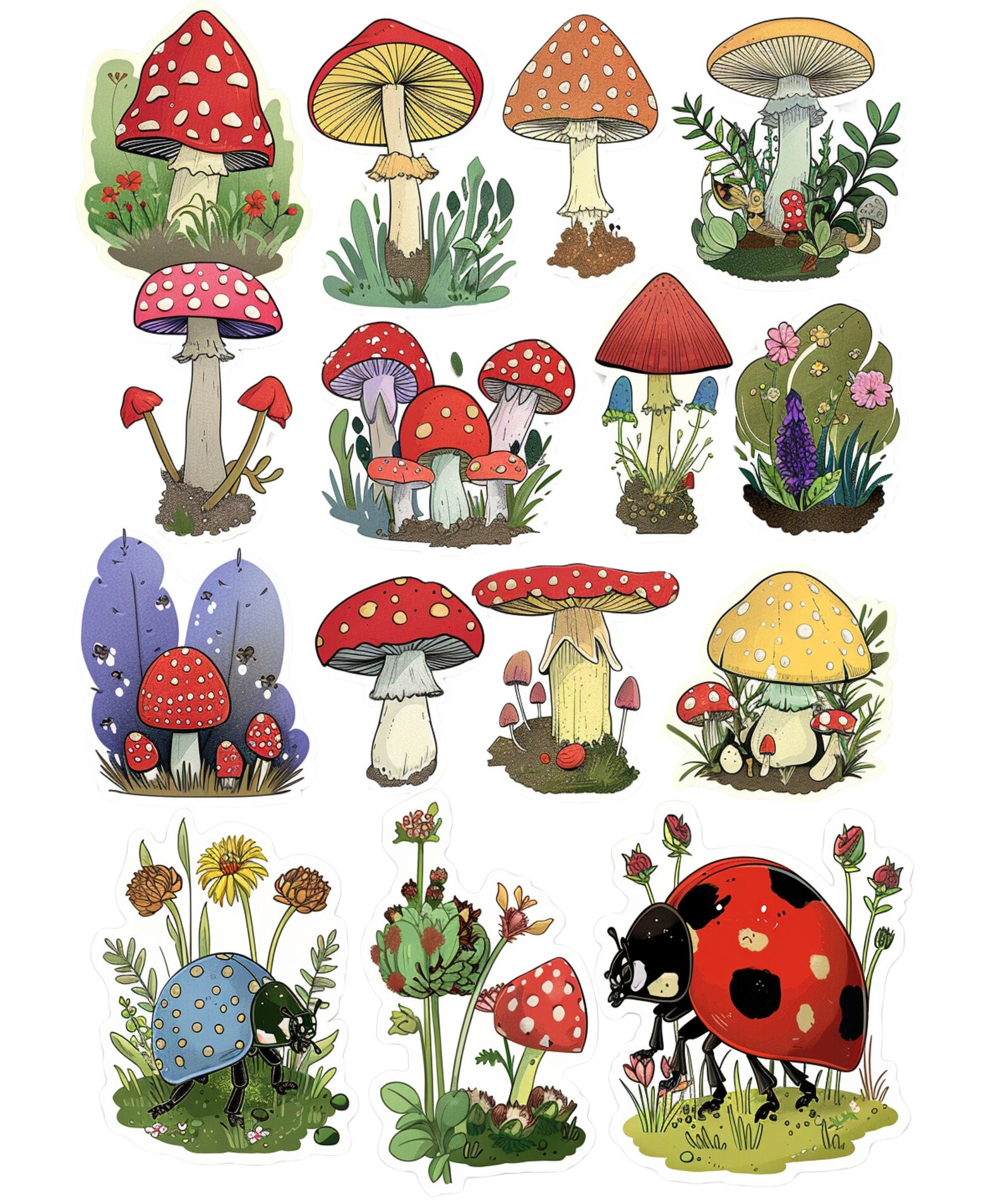 20 Sheets, Digital Download, Cute Frog Stickers, Whimsical Frog Decals ...