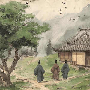 12 Traditional Japanese Scene Art Print, Square Japanese Artwork Poster ...