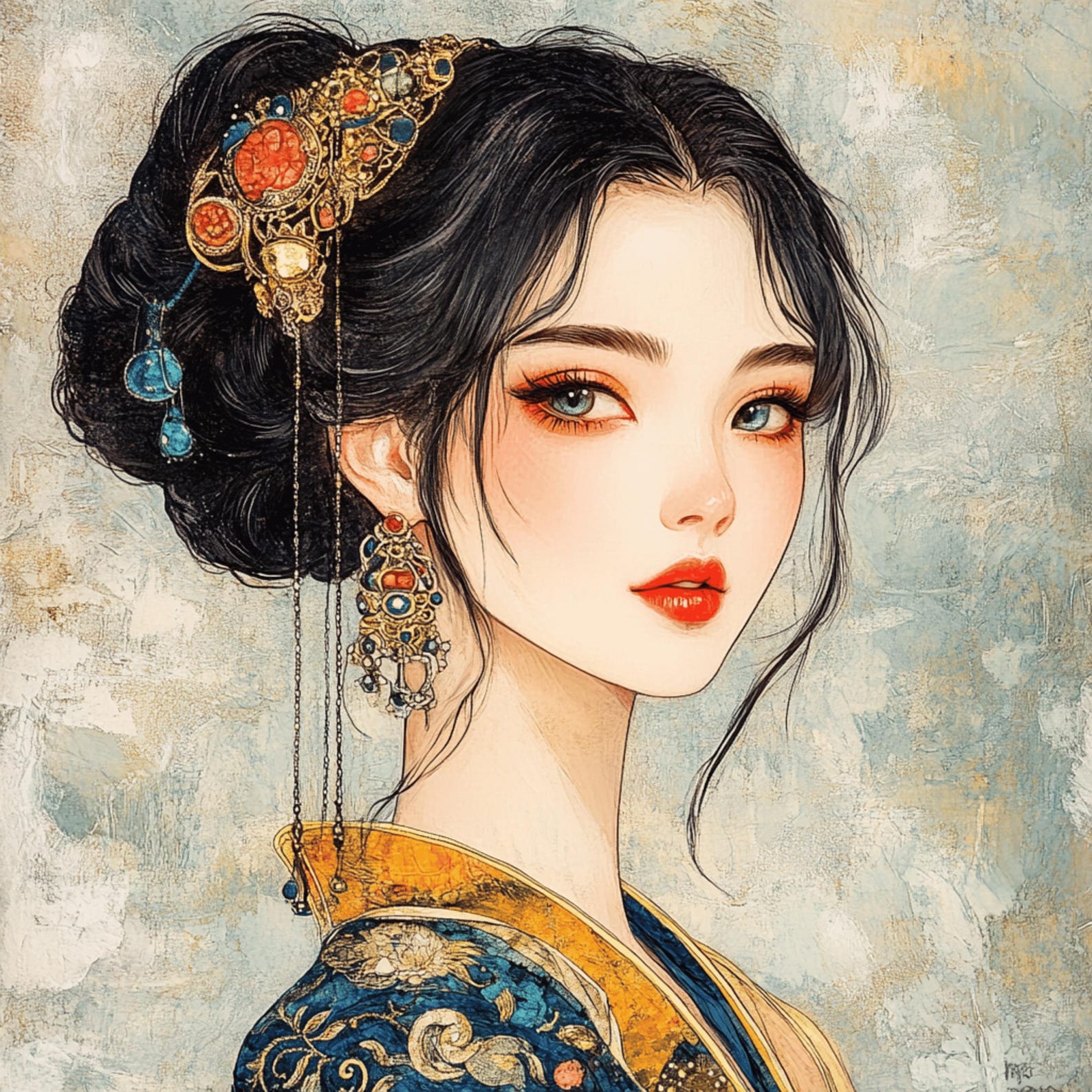 17 Women of Color Portrait Art, Rococo Style Poster, Large Square ...