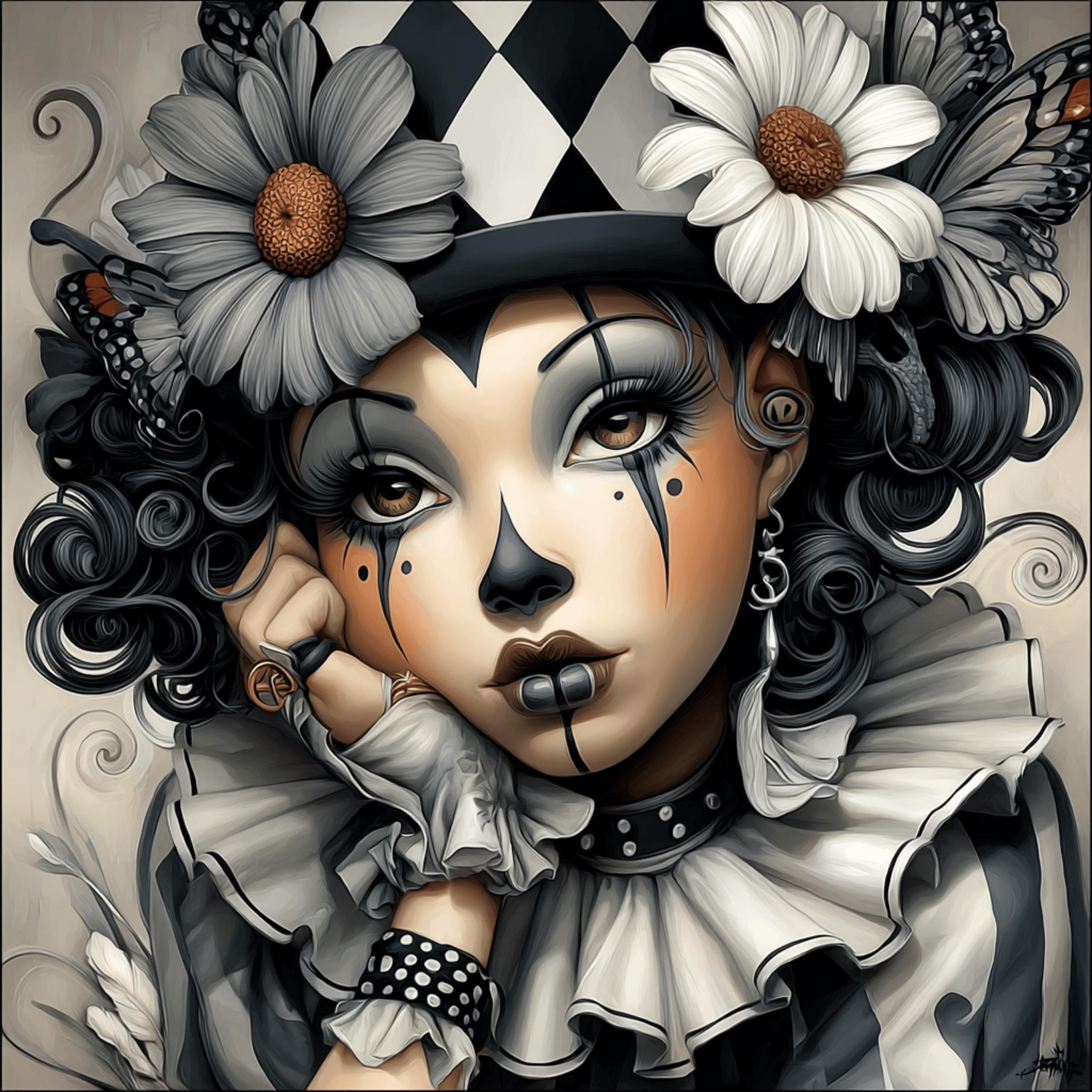 35 Pierrot Clown Portraits for DIY Wall Art, Harlequin Face Art ...