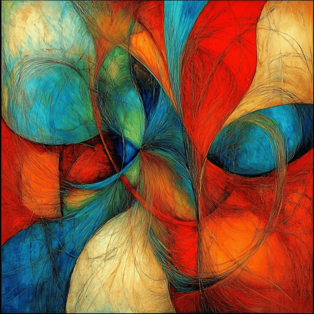 12 Abstract Vibrant Primary Colors Digital Prints Set, Modern Wall Art ...