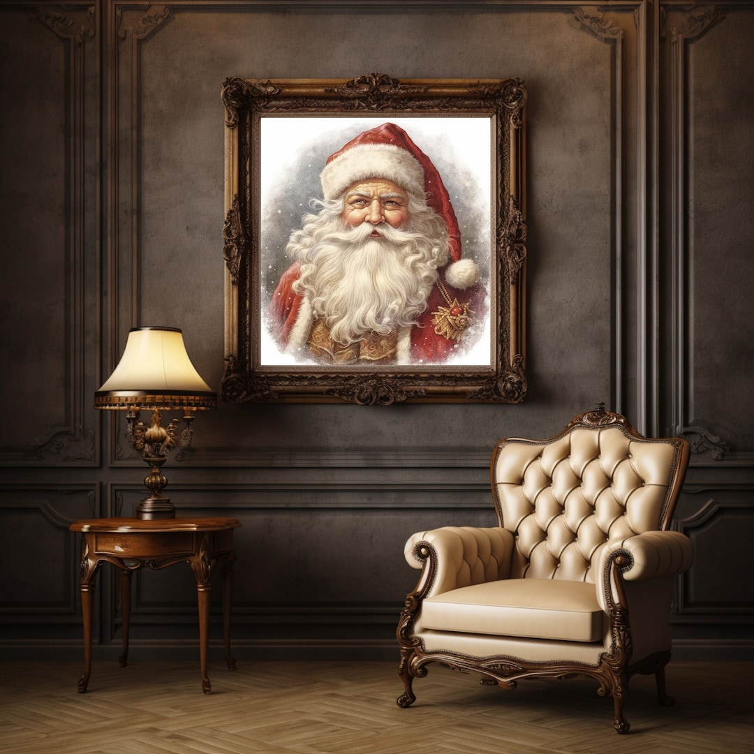 Digital Download Printable Affordable Artwork Retro Christmas Santa ...
