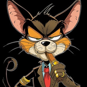 12 Gangster Mouse Digital Art, Cartoon Caricature Set, 12 Unique Images ...