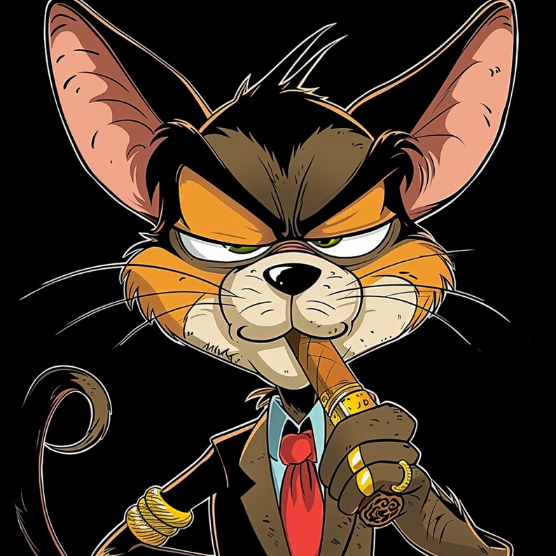 12 Gangster Mouse Digital Art, Cartoon Caricature Set, 12 Unique Images ...