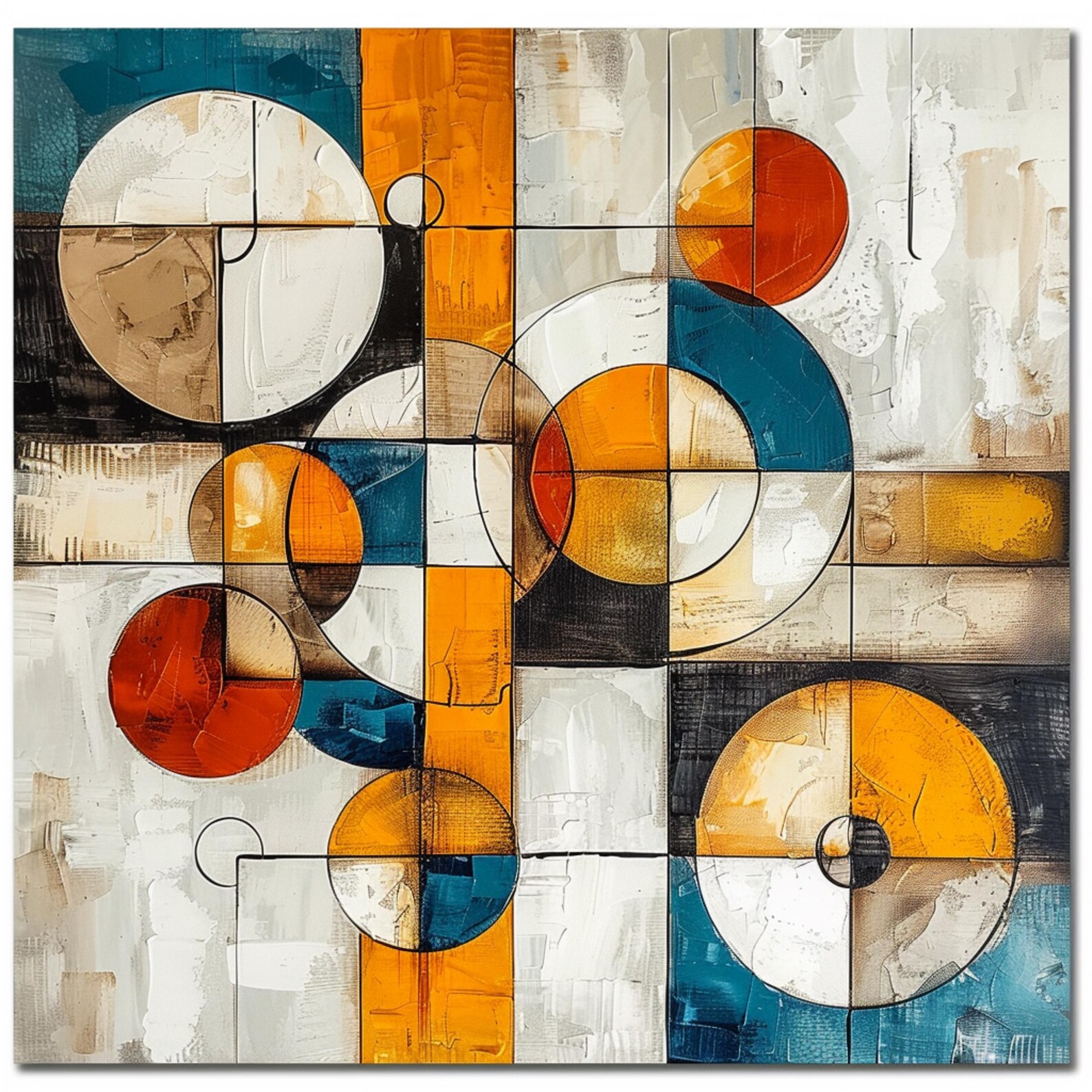 11 Mid Century Modern Abstract Digital Wall Art, Large Square Artwork ...