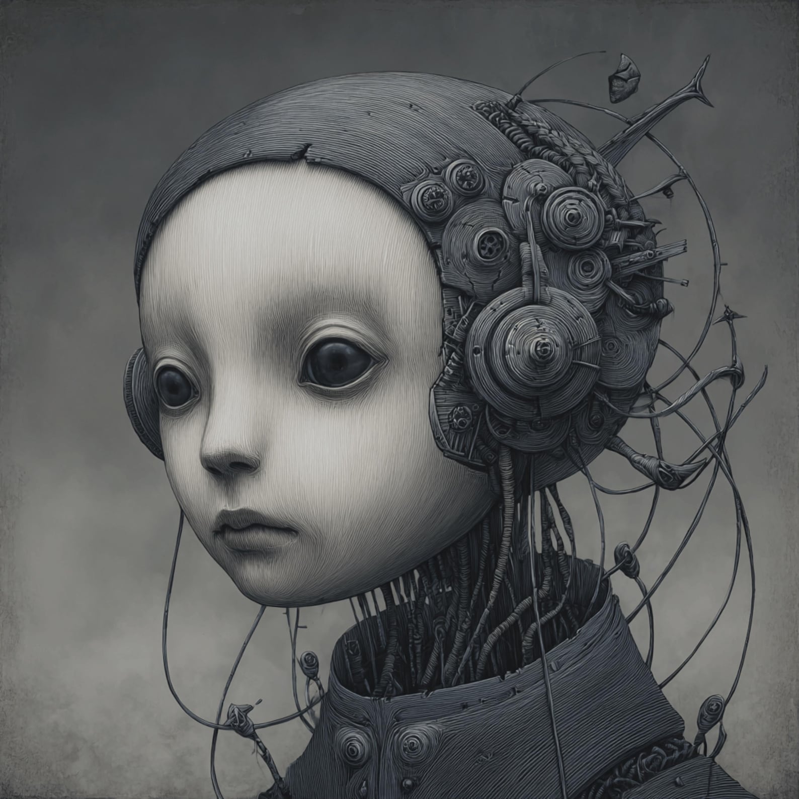 20 Surreal Grey Alien Art Collection Dark Sci Fi Portraits Monochrome ...