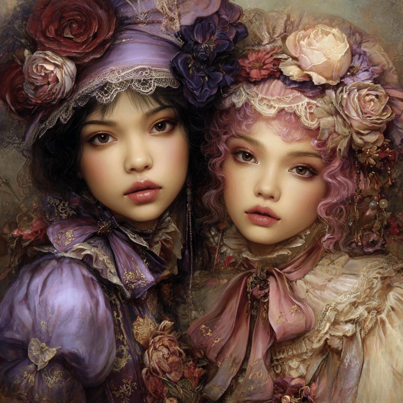 Rococo Baroque Portrait Prints: Elegant Vintage Fashion Art (digital ...